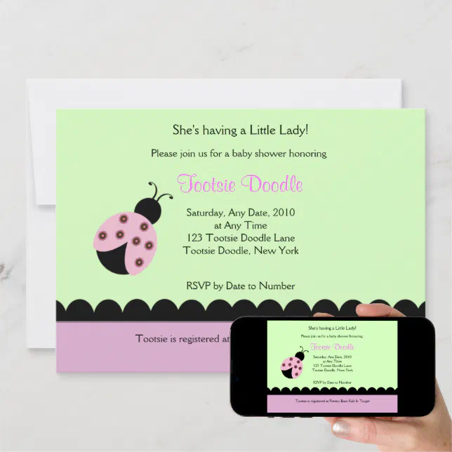 Flower Bug Lady Bug Baby Shower Invitation | Zazzle