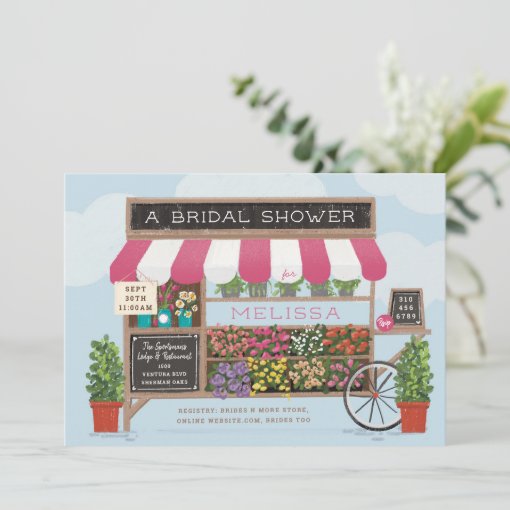 Flower Cart Farmer's Market Bridal Shower Invitation | Zazzle