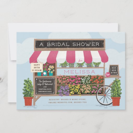 Flower Cart Farmer's Market Bridal Shower Invitation | Zazzle