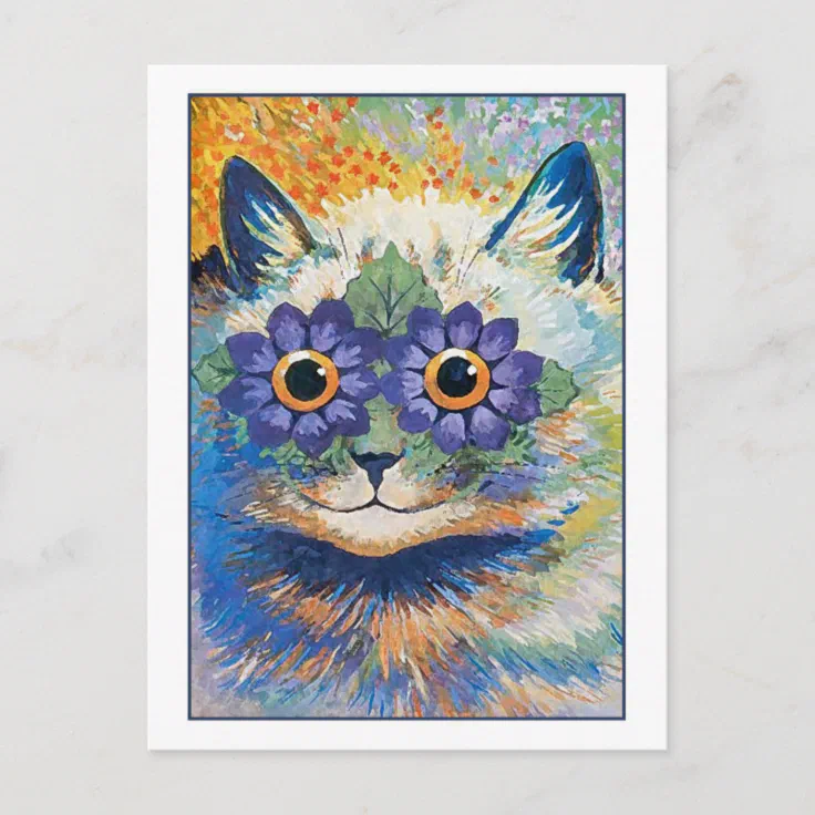 Flower Cat by Louis Wain Postcard | Zazzle