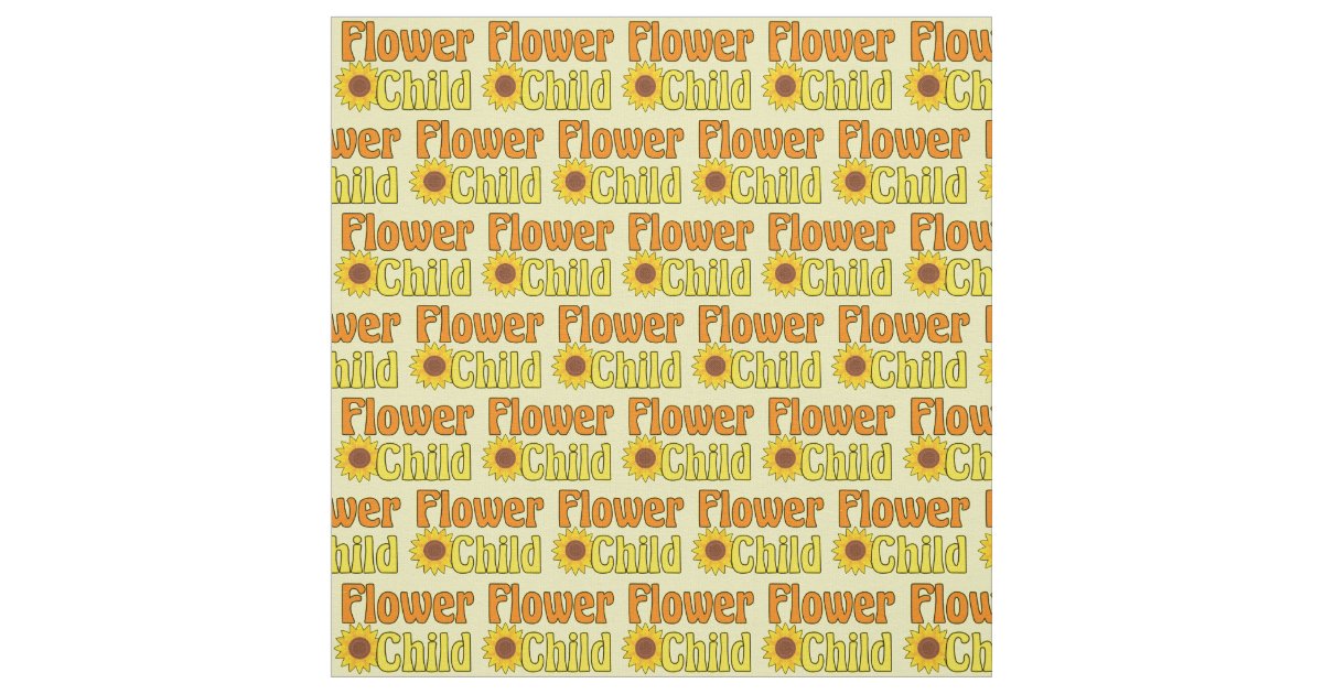 Flower Child Cute Hippie Yellow Sunflower 70s Fabric | Zazzle