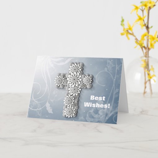Flower Cross Congratulations Baptism Card | Zazzle