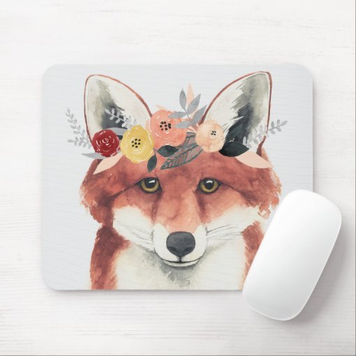 Flower Crown Forester Fox Mouse Pad | Zazzle