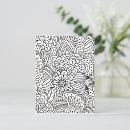 Flower Design Doodle Postcard | Zazzle