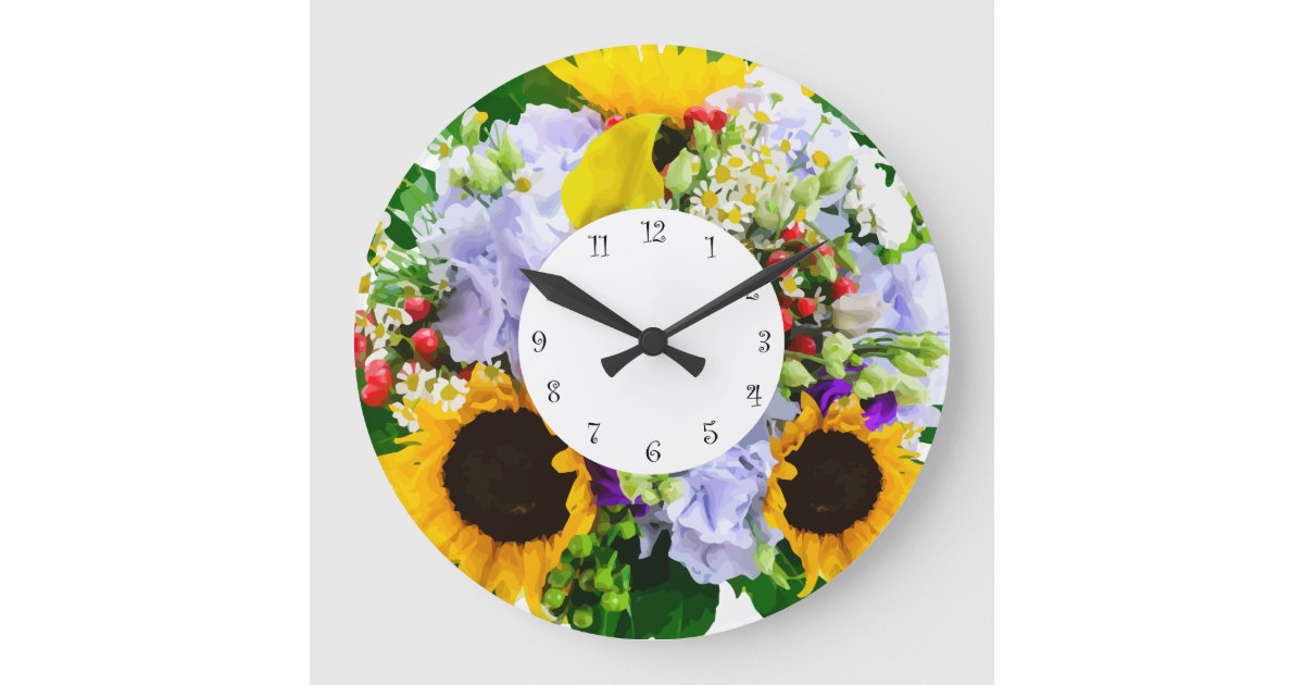 Flower Design Kitchen Clocks | Zazzle