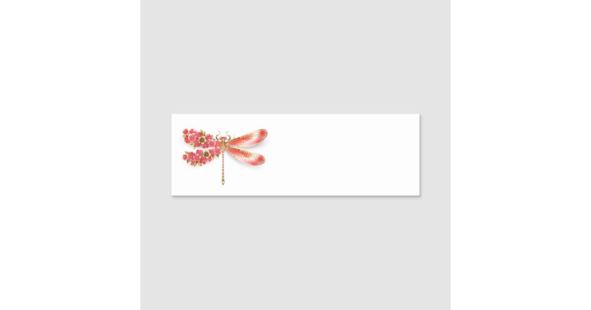 Flower dragonfly with jewelry sakura name tag | Zazzle