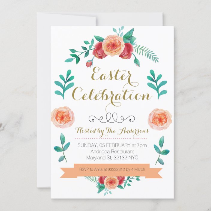 Flower Easter Celebration Invitation | Zazzle.com