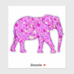 Flower Elephant, Orchid and Magenta Sticker | Zazzle