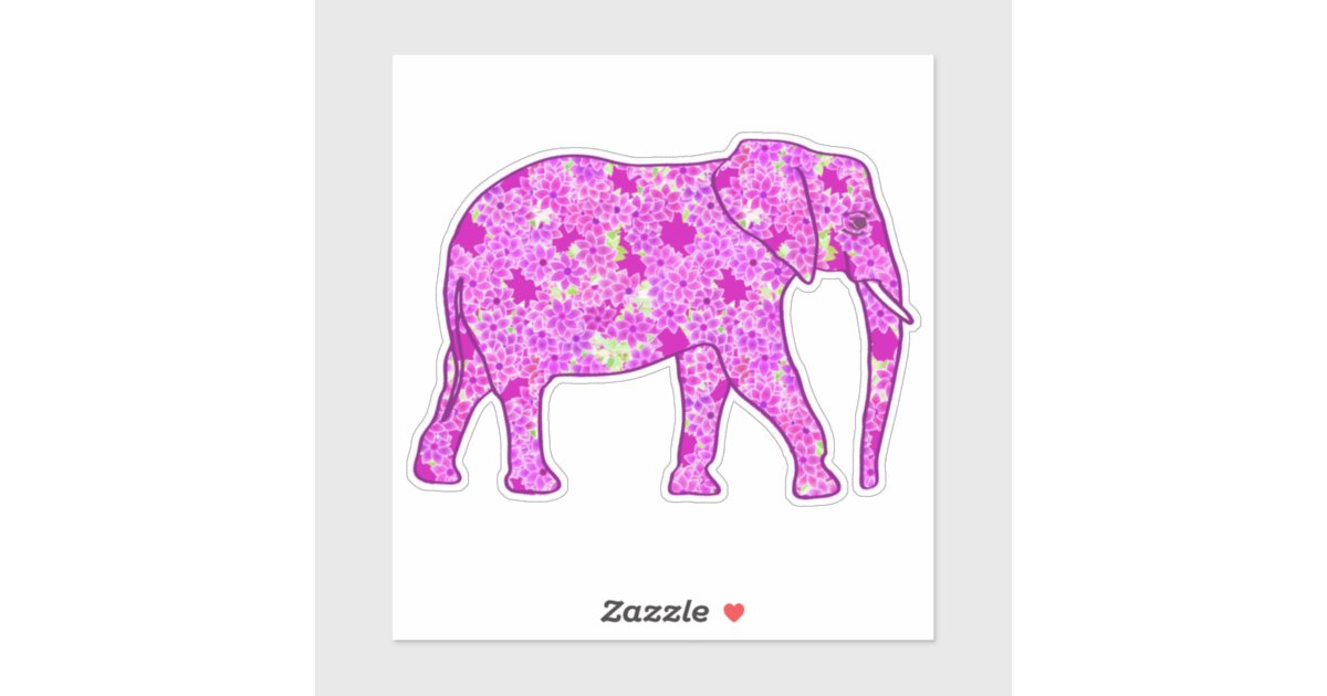 Flower Elephant, Orchid and Magenta Sticker | Zazzle