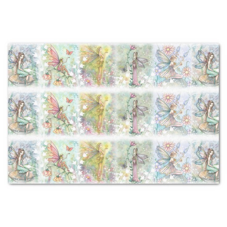 Flower Fairy Art Whimsical Watercolor Tissue Paper | Zazzle