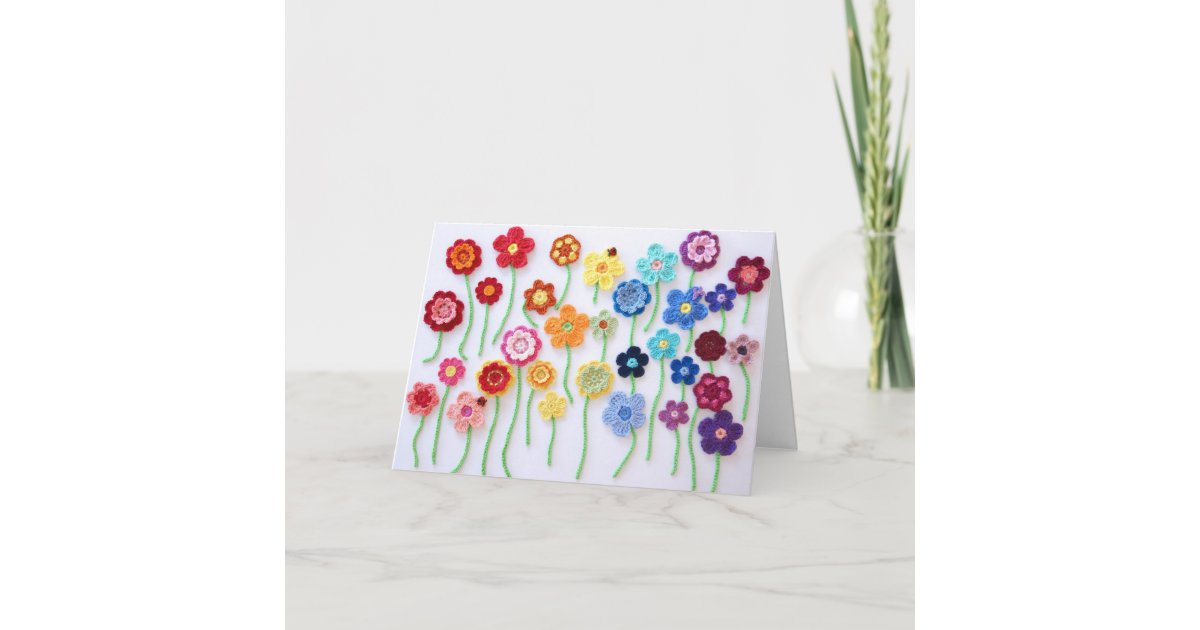 Flower Field Crochet Card | Zazzle