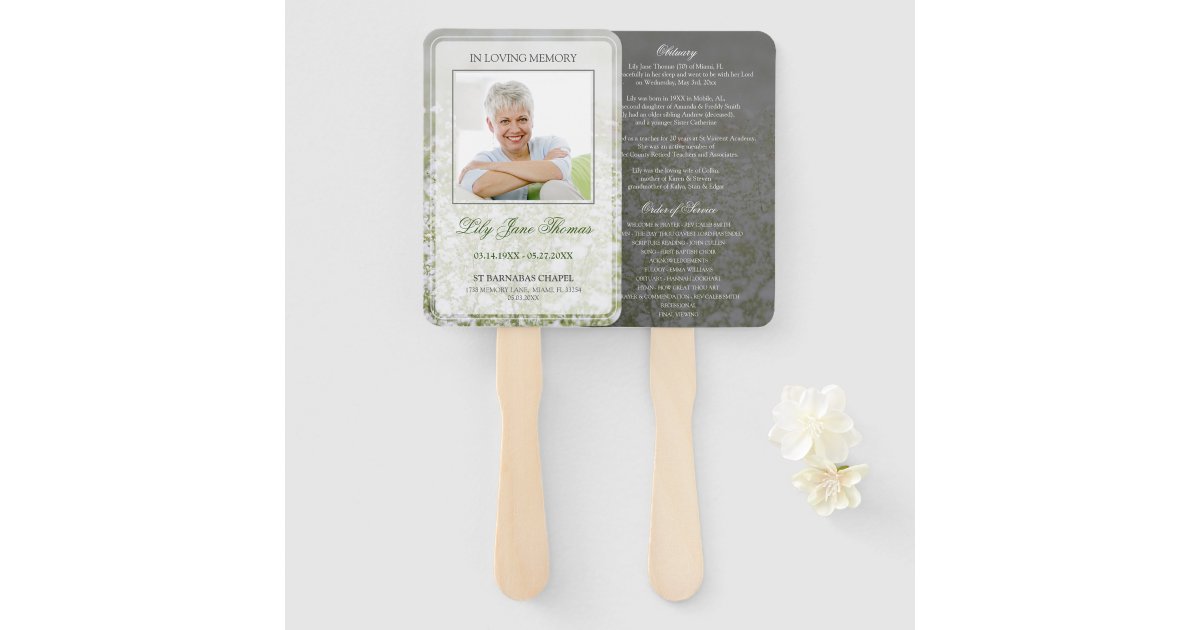 Flower Field In Loving Memory Funeral Program Hand Fan | Zazzle