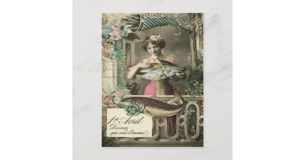 Flower Fish Cornucopia Poisson d'avril Postcard | Zazzle