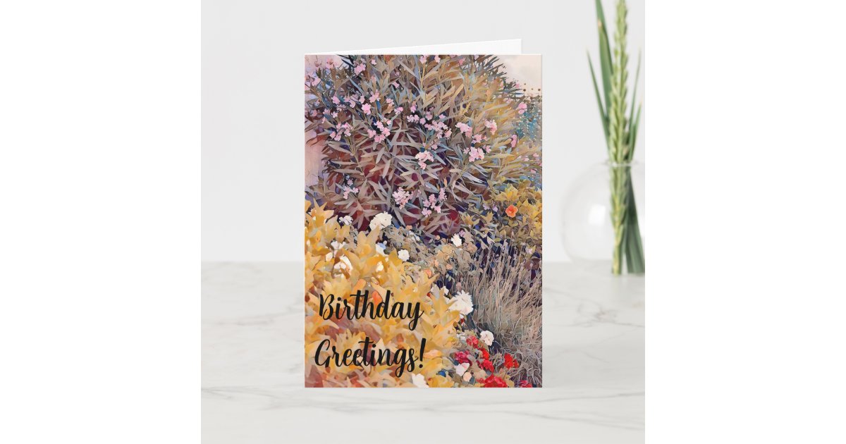 Flower Garden Art Birthday Card | Zazzle