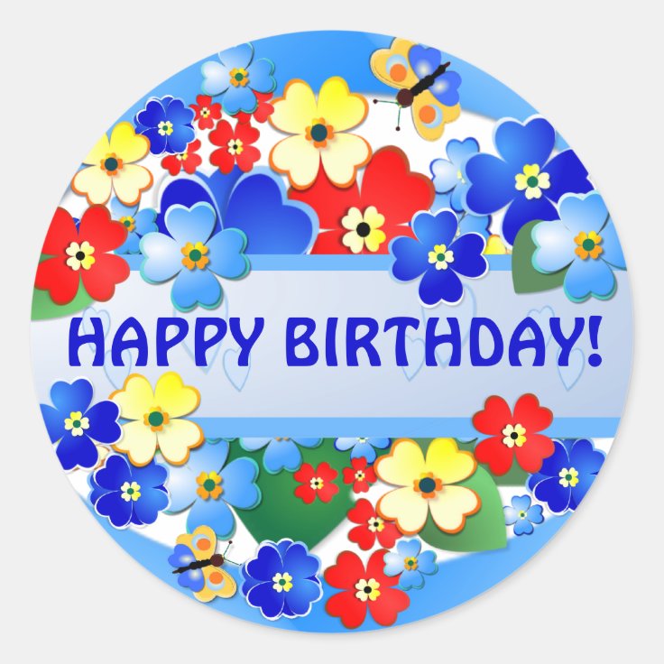 Flower Garden ~ Birthday Sticker | Zazzle