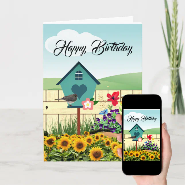 Flower Garden Happy Birthday Greeting Card | Zazzle