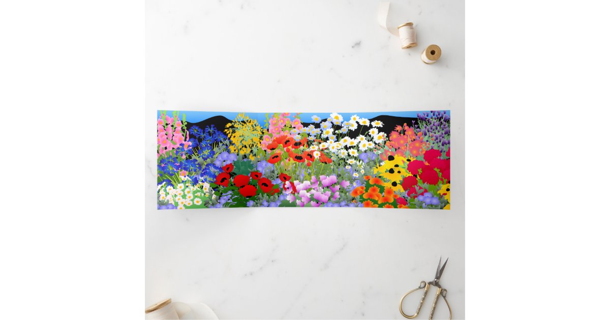 Flower Garden Tri-Fold Blank Card | Zazzle