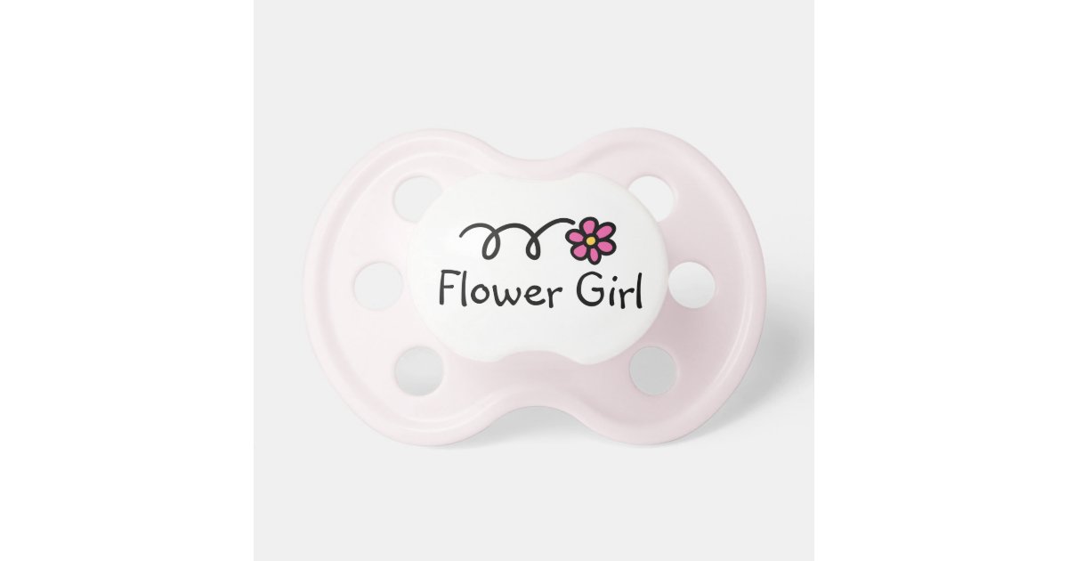Flower girl baby pacifier | Girly pink daisy print | Zazzle