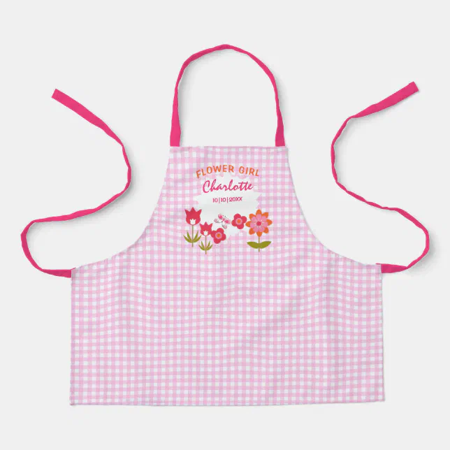 Flower Girl Cute Floral Personalized Apron | Zazzle