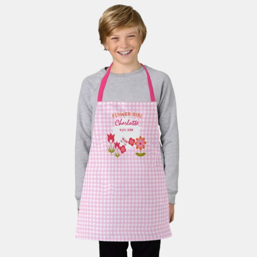 Flower Girl Cute Floral Personalized Apron | Zazzle