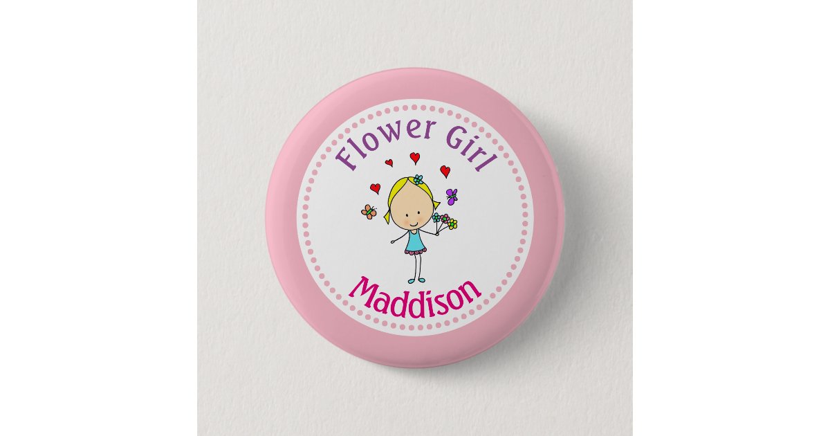 Flower Girl Personalized Button | Zazzle