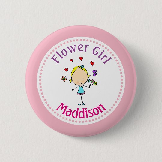 Flower Girl Personalized Button | Zazzle.com