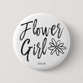 Flower Girl | Script Style Custom Wedding Button | Zazzle