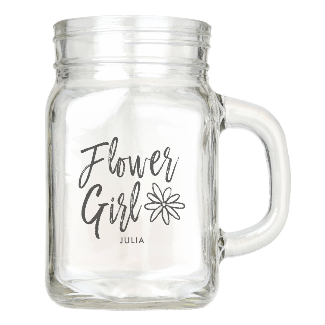 Flower Girl | Script Style Custom Wedding Mason Jar | Zazzle