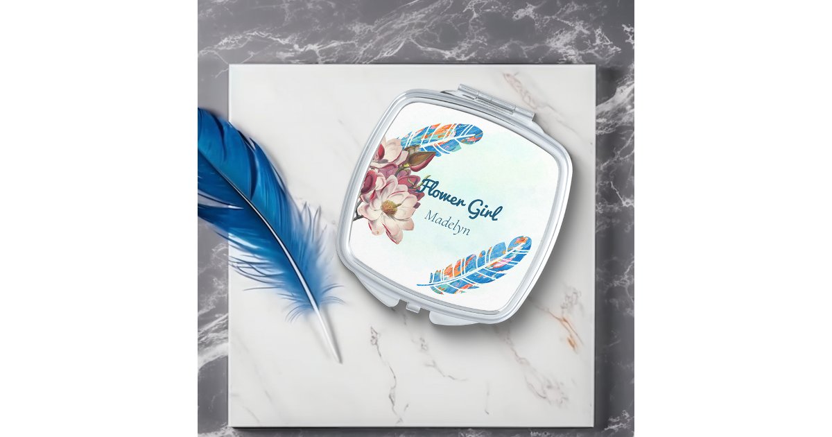 Flower Girl Vintage Magnolia Compact Mirror | Zazzle