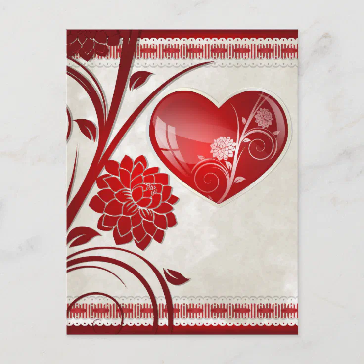Flower Heart Postcard | Zazzle