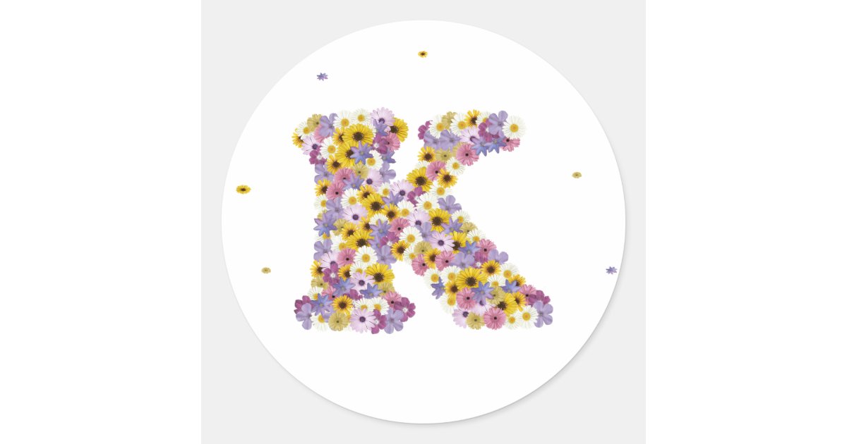 Flower letter K Classic Round Sticker | Zazzle