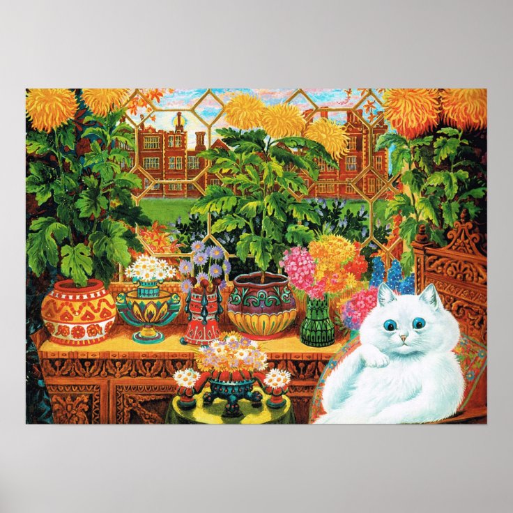 Flower Lovers Cat, Louis Wain Poster | Zazzle