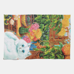 Flower Lovers Cat, Louis Wain Towel | Zazzle