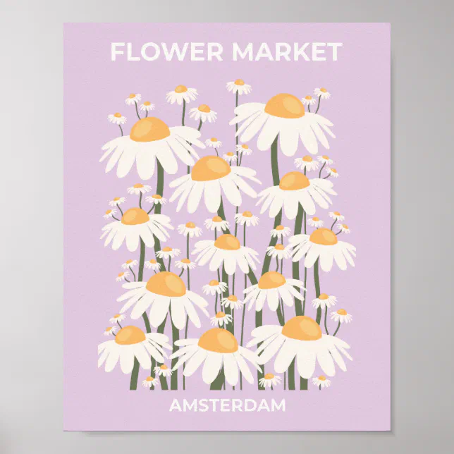 Flower Market Amsterdam Abstract Retro Daisies Poster | Zazzle