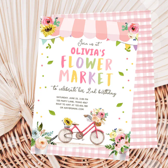Flower Market Home Grown Farmers Girl Birthday Invitation | Zazzle
