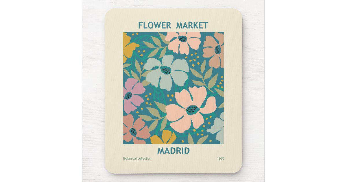 Flower Market Madrid Print Mouse Pad | Zazzle