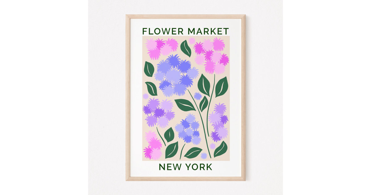 Flower Market New York Floral Botanical Retro Art Poster | Zazzle