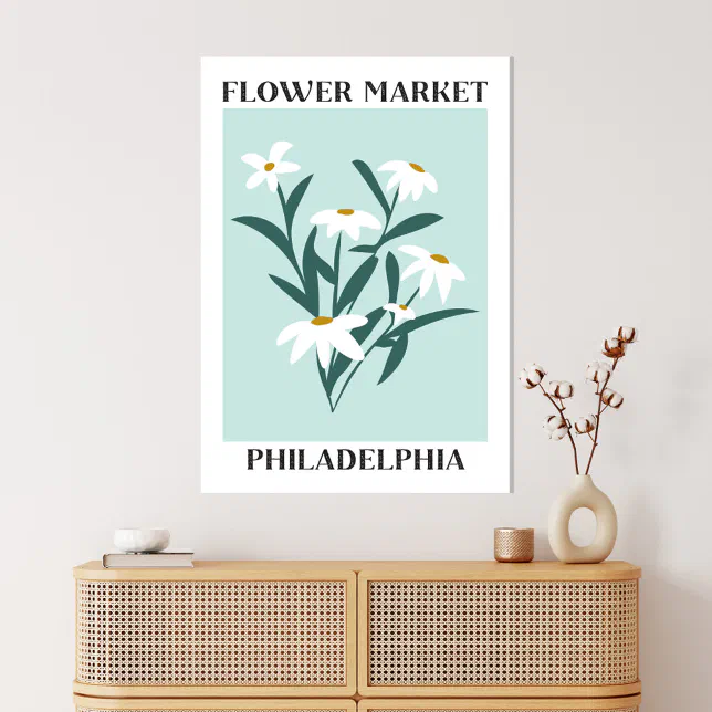 Flower Market Philadelphia White Daisy Floral Canvas Print | Zazzle
