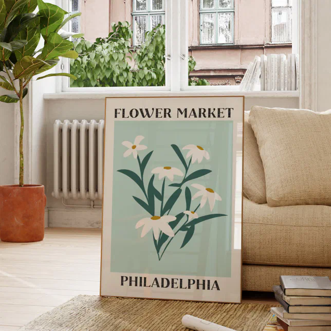 Flower Market Philadelphia White Daisy Floral Poster | Zazzle