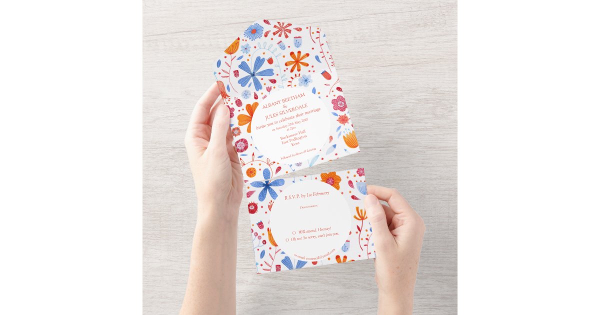 Flower Meadow Watercolor All In One Invitation | Zazzle