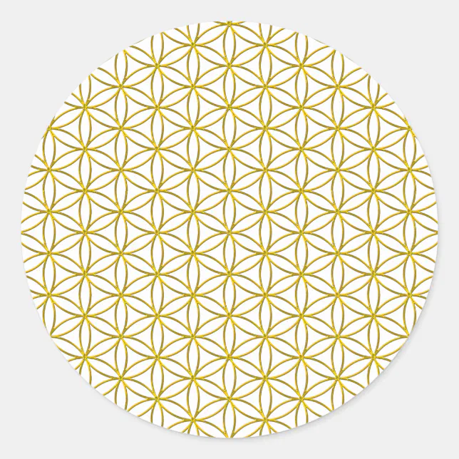 Flower of Life / Blume des Lebens - gold pattern Classic Round Sticker ...