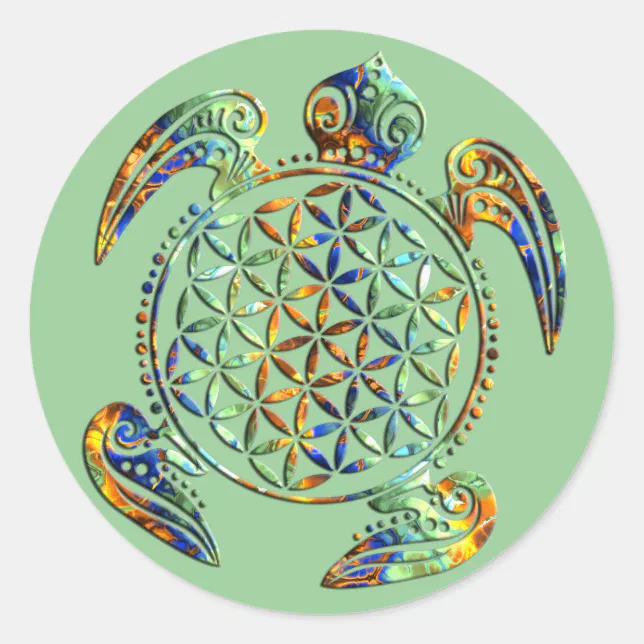 Flower of Life / Blume des Lebens - turtle colored Classic Round ...