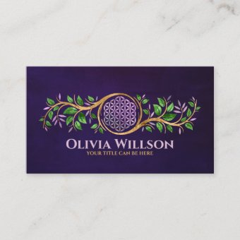 Flower of life - Fluorite and gold Business Card | Zazzle