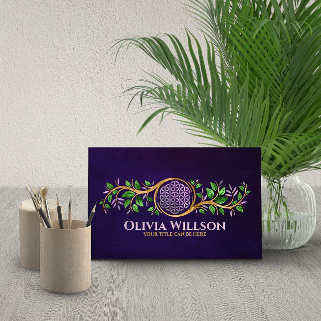 Flower of life - Fluorite and gold Business Card | Zazzle