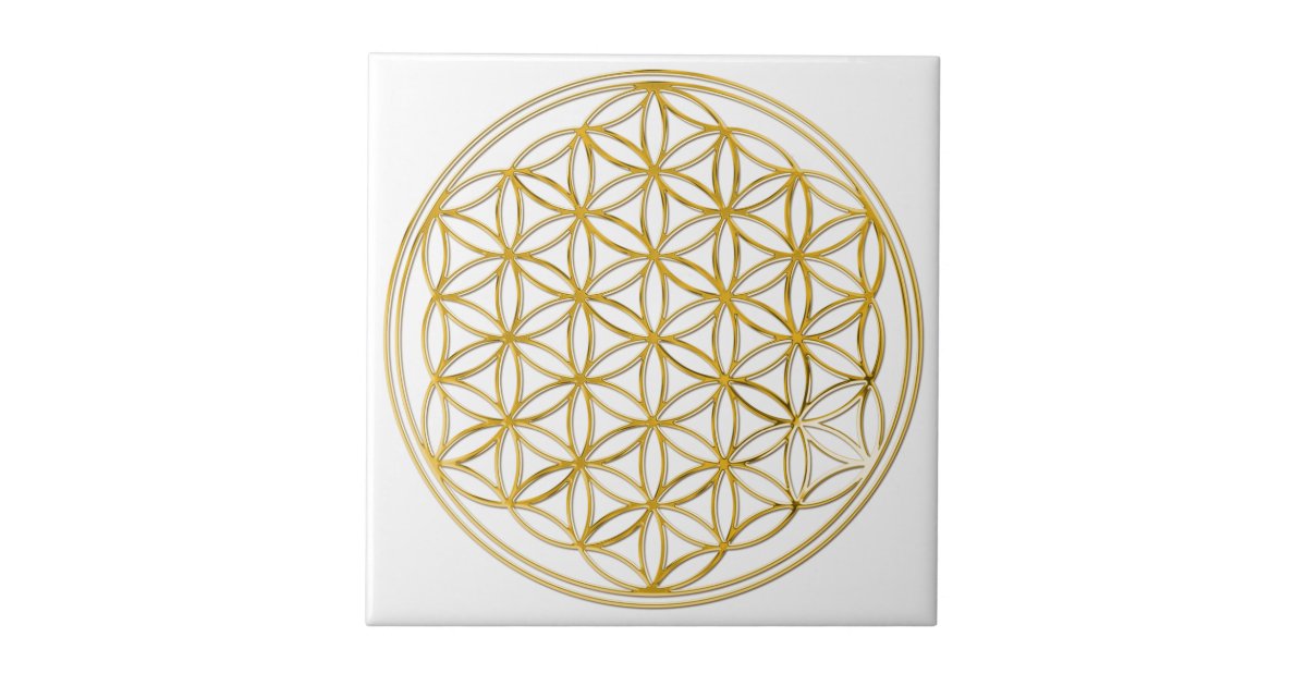 FLOWER OF LIFE - gold Ceramic Tile | Zazzle