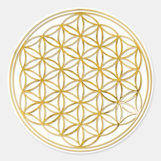 FLOWER OF LIFE - gold Classic Round Sticker | Zazzle.com