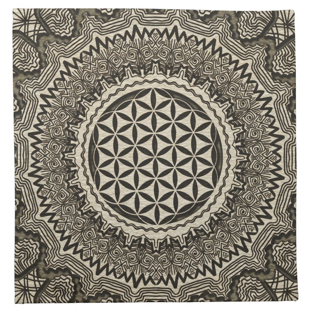 Flower of life in mandala on canvas napkin | Zazzle