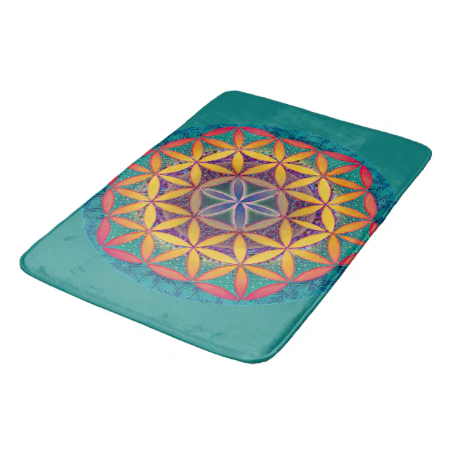 Flower of Life Mandala Bath Mat | Zazzle