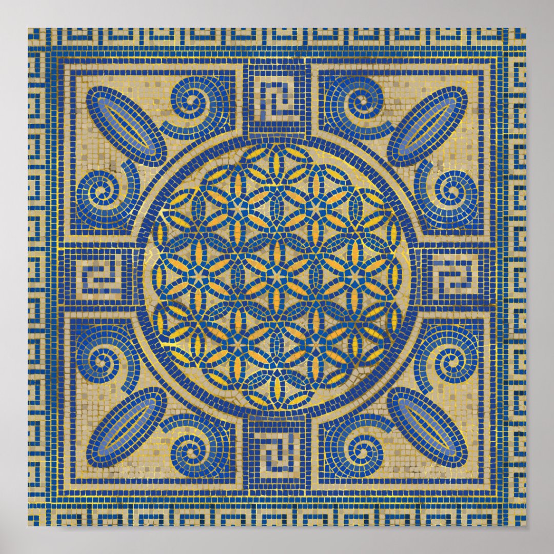 Flower of Life Mosaic Tile Ornament N1 Poster | Zazzle