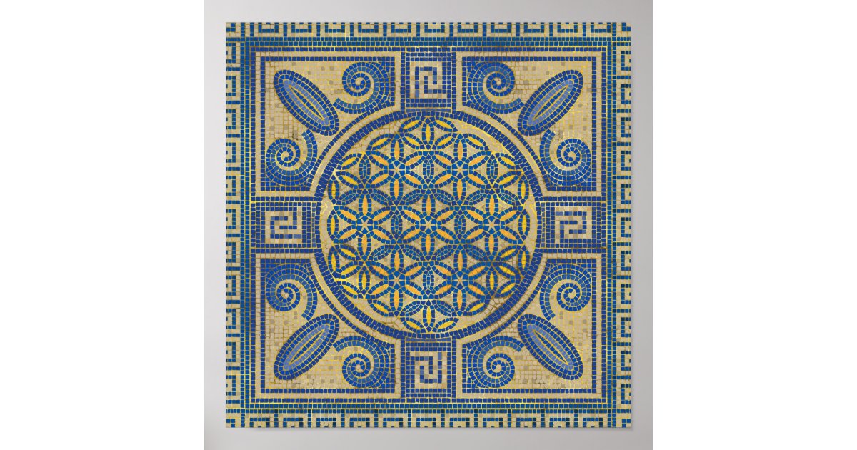 Flower of Life Mosaic Tile Ornament N1 Poster | Zazzle